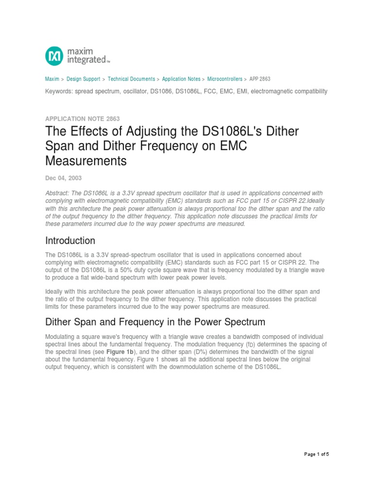 The Effects of Adjusting The DS1086L's Dither Span and Dither Frequency On EMC Measurements ...