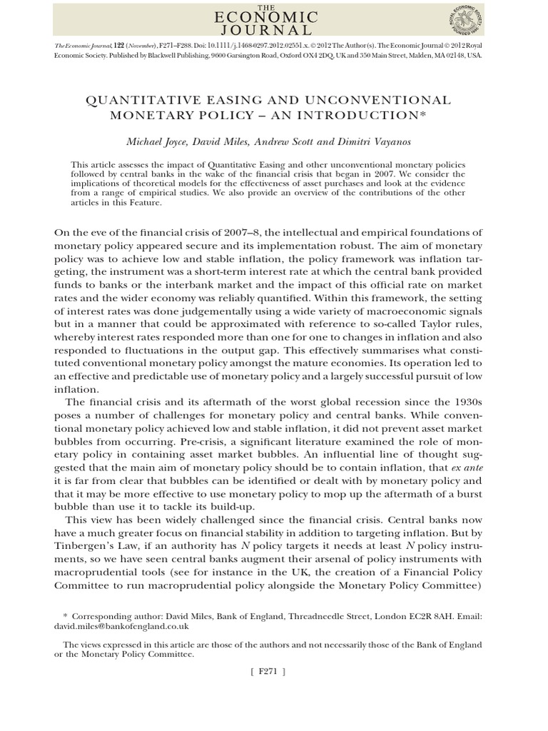 Quantitative Easing and Unconventional Monetary Policy - An Introduction | PDF | Quantitative ...