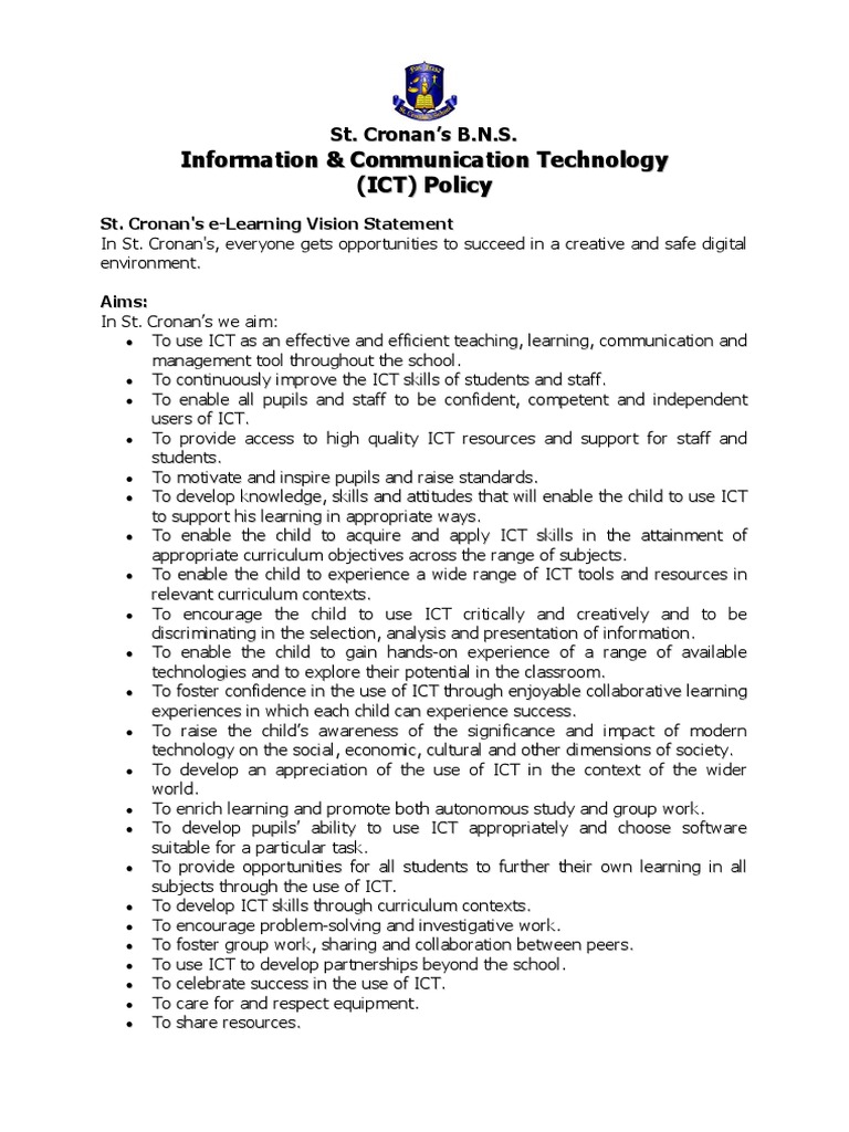 ICT Policy | Download Free PDF | Educational Technology | Websites