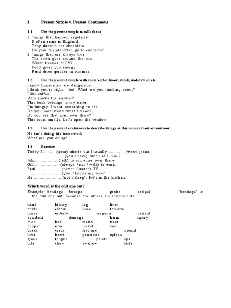 Present Simple vs. Continuous Guide | PDF | Foreign Language Studies