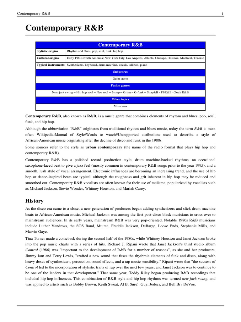 Contemporary R&B | PDF | Contemporary R&B | Contemporary Music