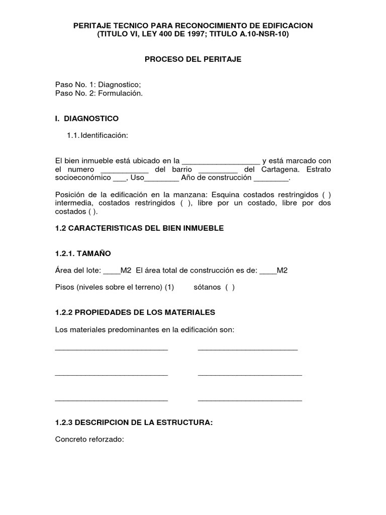 Peritaje Fichaa Tecnica - Modelo | PDF | Ingeniero civil | Ingeniería