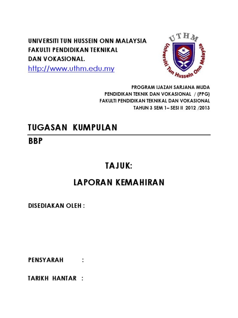 Contoh Cover Uthm | PDF