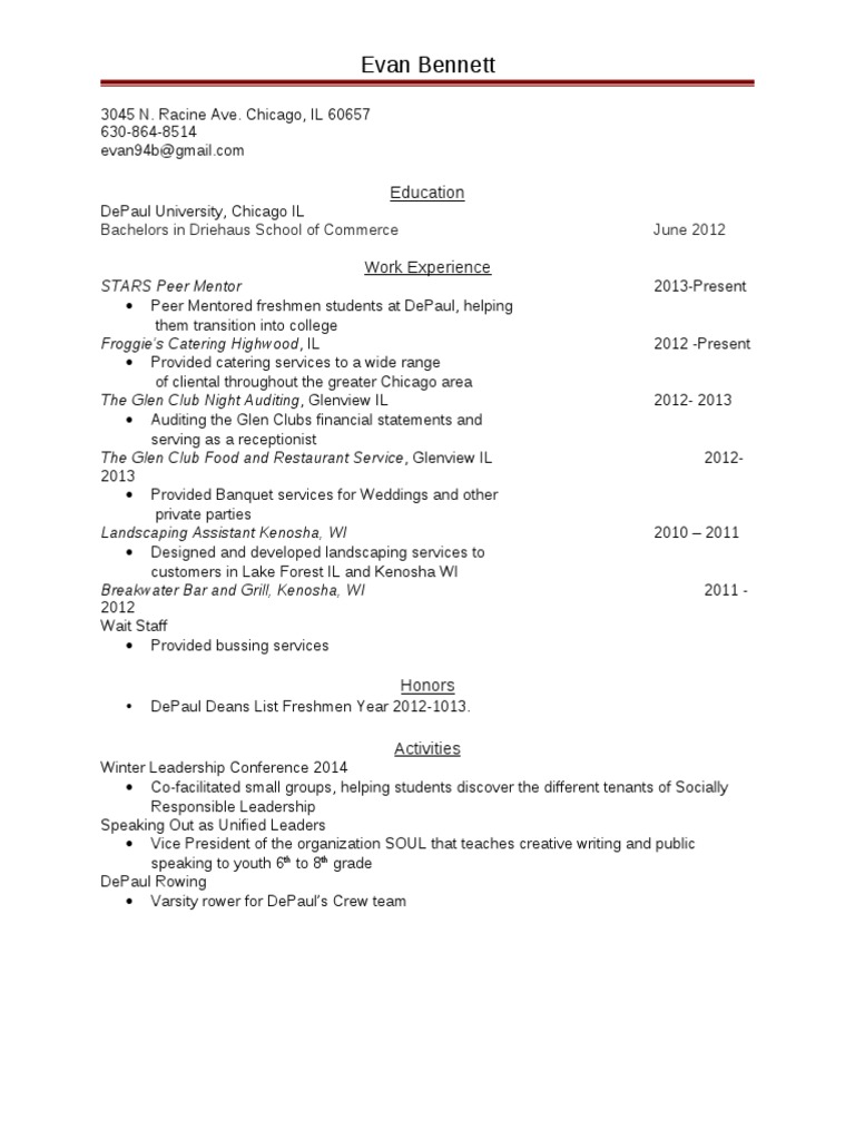 Evan Bennett's Resume | PDF
