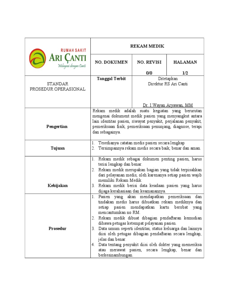 s5p5 (Sop Rekam Medis) | PDF