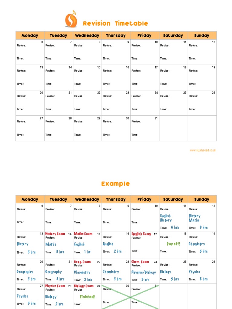 Weekly Revision Timetable Guide | PDF