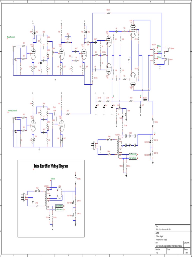 BF Bassman AA165 Schematic | PDF