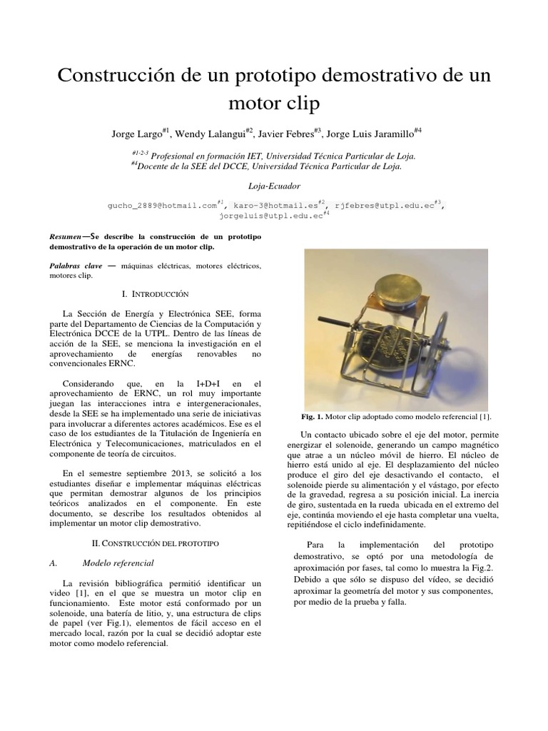 Construcción de Un Prototipo Demostrativo de Un Motor Clip | PDF ...