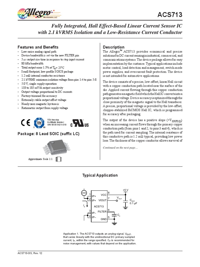 ACS713-Datasheet - Current Sensor IC | PDF