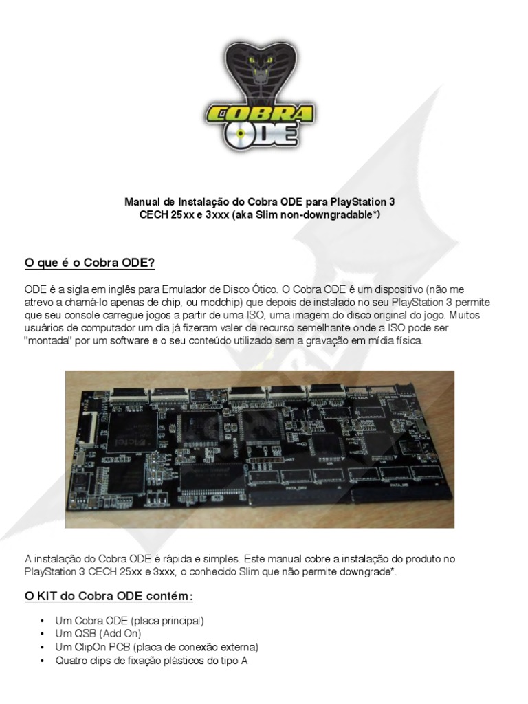 Instalação do Cobra ODE no PS3 Slim | PDF | Playstation 3 | Hardware de ...