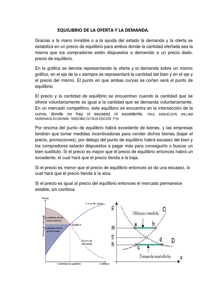 SESIÓN 3 EQUILIBRIO DE LA OFERTA Y LA DEMANDA | PDF | Oferta (economía ...