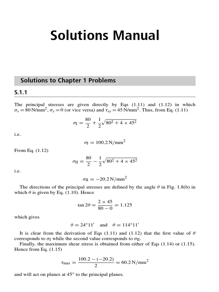 Megson Solution Manual Aircraft Structures CH01 | PDF | Stress ...