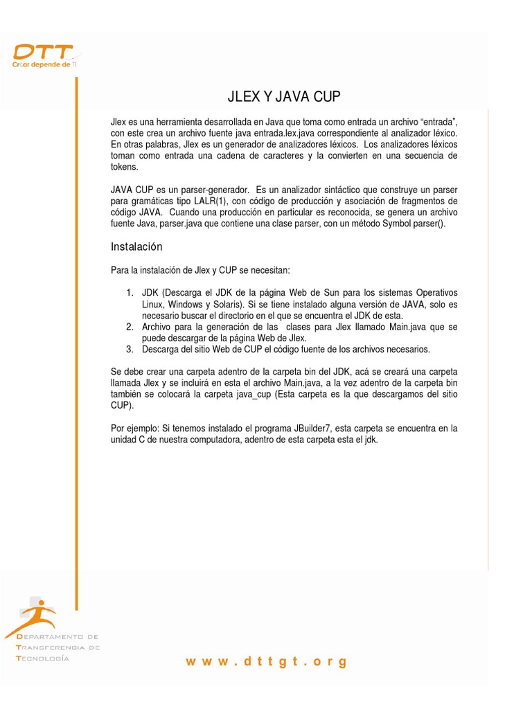 JLex y Java Cup Instalacion y Ejemplo | PDF