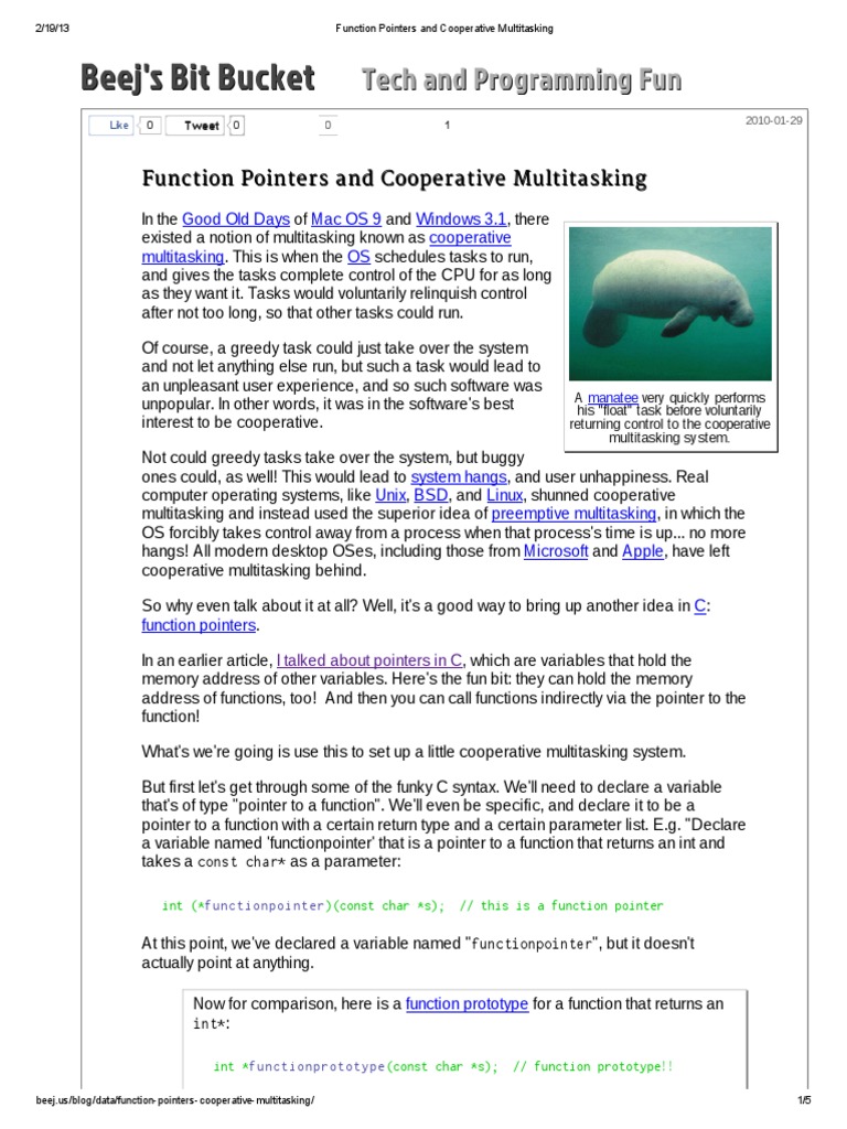 Function pointers enable cooperative multitasking | PDF | C (Programming Language) | Pointer ...