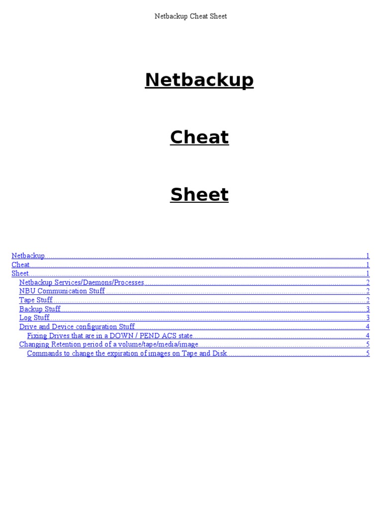 NetBackup Admin Quick Guide | PDF | Disk Storage | Backup