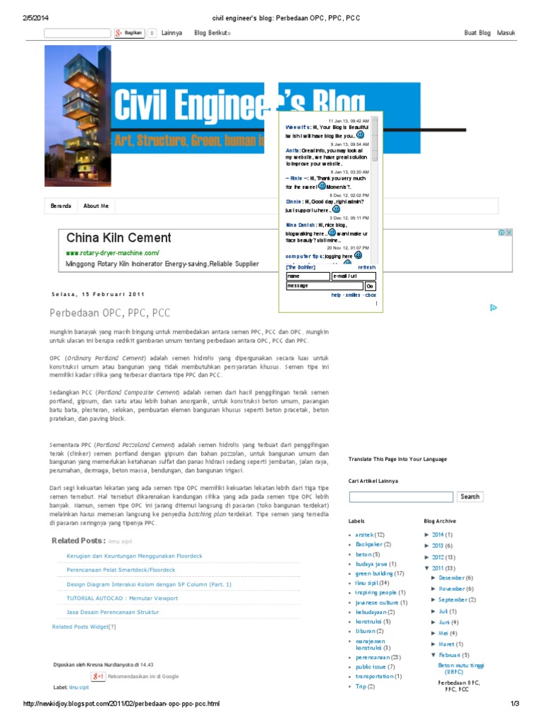 Civil Engineer's Blog - Perbedaan OPC, PPC, PCC | PDF | Teknologi ...
