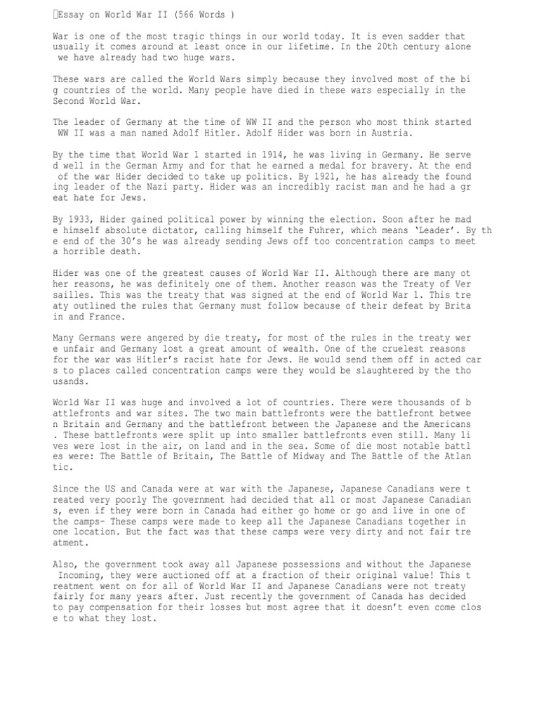 World War 2 Essay | PDF | Nazi Germany | World War II