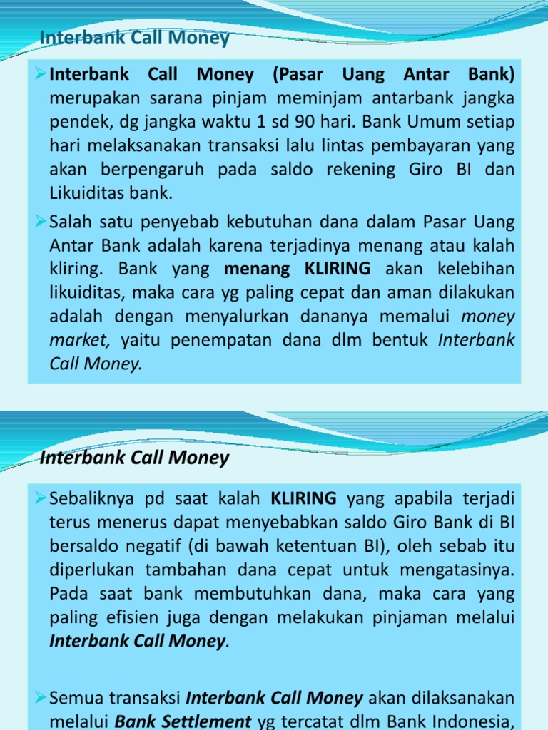 Interbank Call Money Market PDF