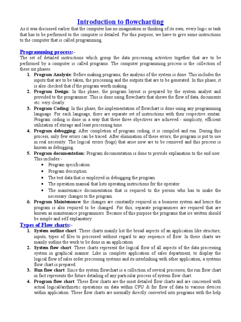 Introduction To Flowcharting: Programming Process | PDF | Computer Program | Programming