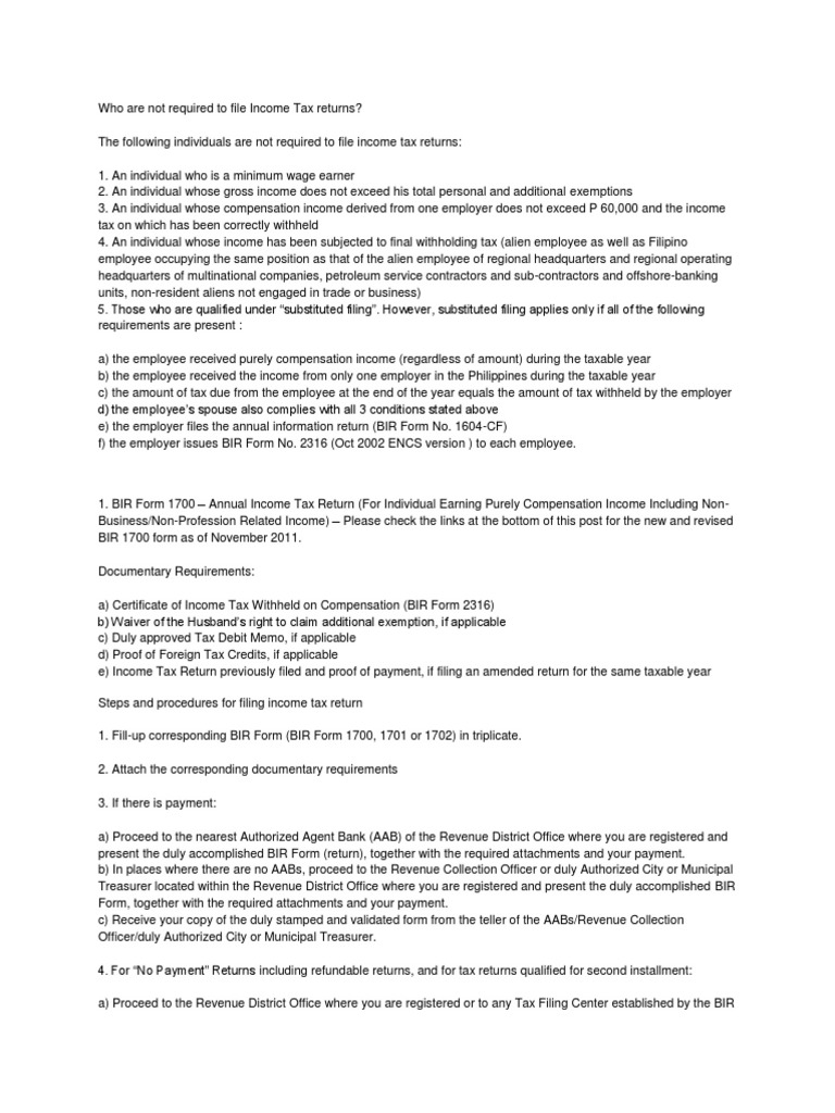 Who Are Not Required To File Income Tax Returns | PDF | Tax Return ...