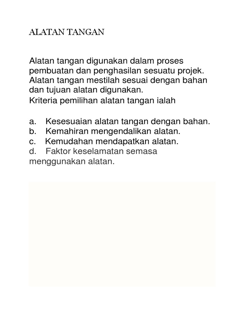 Alatan Tangan Dan Fungsinya | PDF