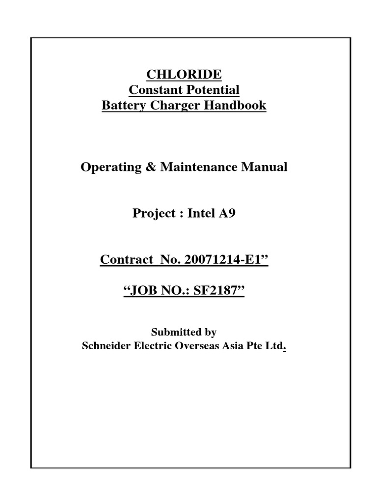 Operating and Maintenance Manual For Charger Unit | PDF | Battery ...