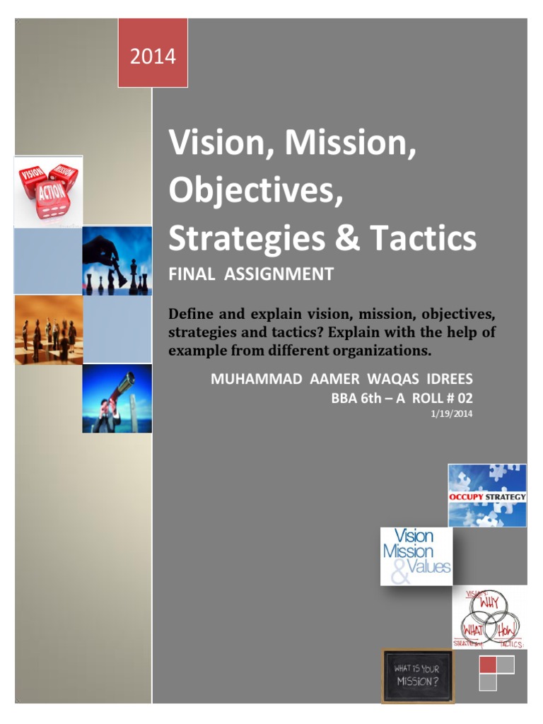 Vision, Mission, Objectives, Strategies & Tactics: Final Assignment ...