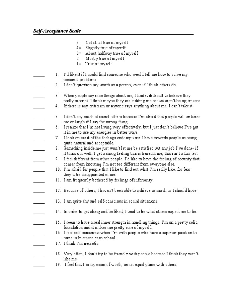 Self-Acceptance Scale | PDF