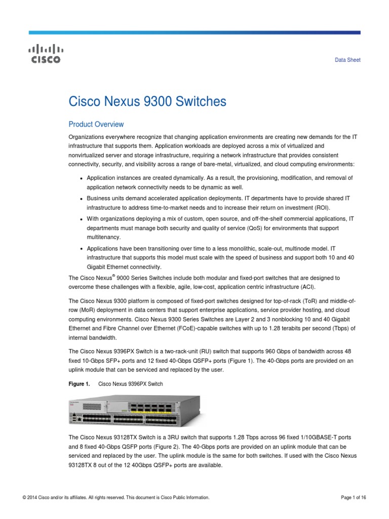Datasheet Nexus 9300 | Network Switch | Ethernet