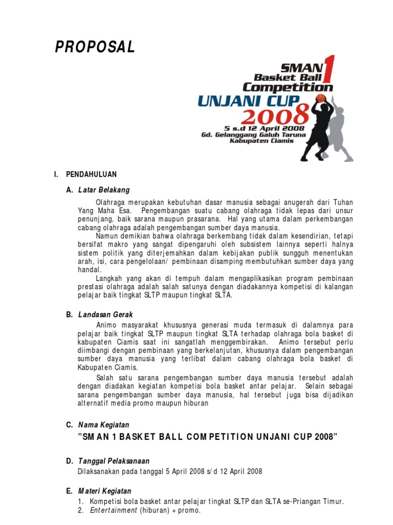 Proposal Kompetisi Basket Pelajar 2008 | PDF