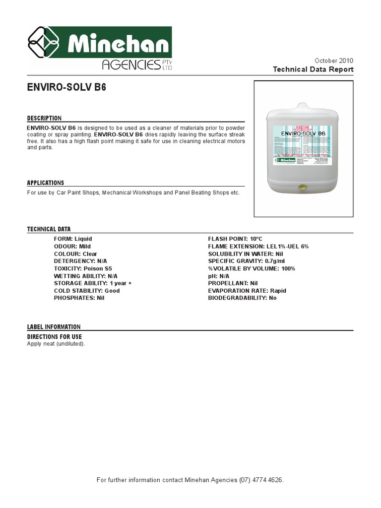 Enviro-Solv B6 TDS | PDF | Paint | Industrial Processes