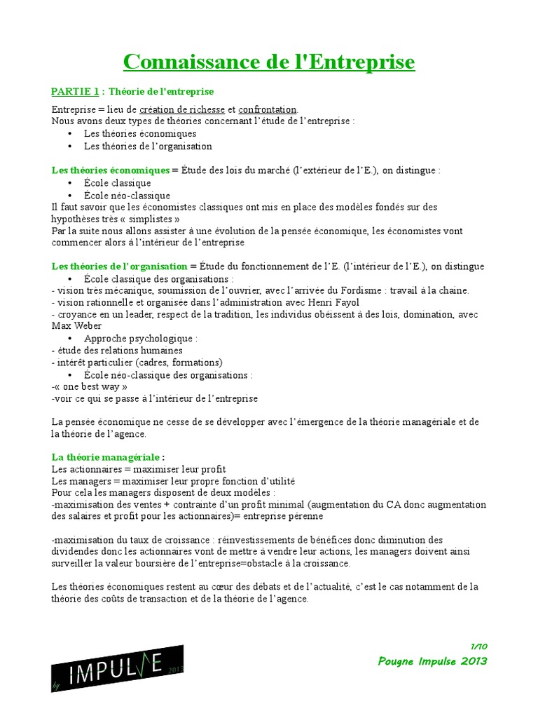 Fiche Connaissance de L'entreprise | PDF | Actionnaire | Business