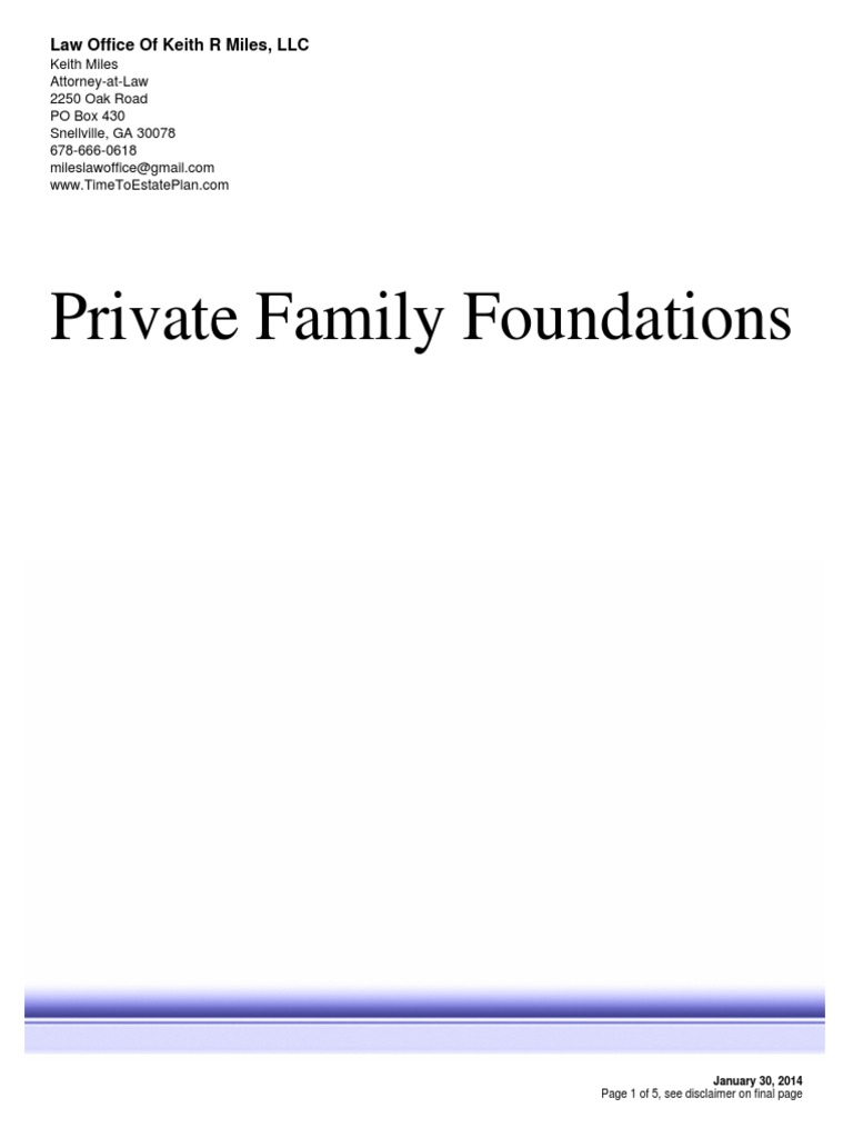 Private Family Foundations | PDF | Charitable Organization | Foundation ...