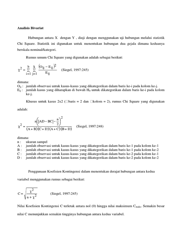 Teori Uji Chi Kuadrat (Chi Square) | PDF