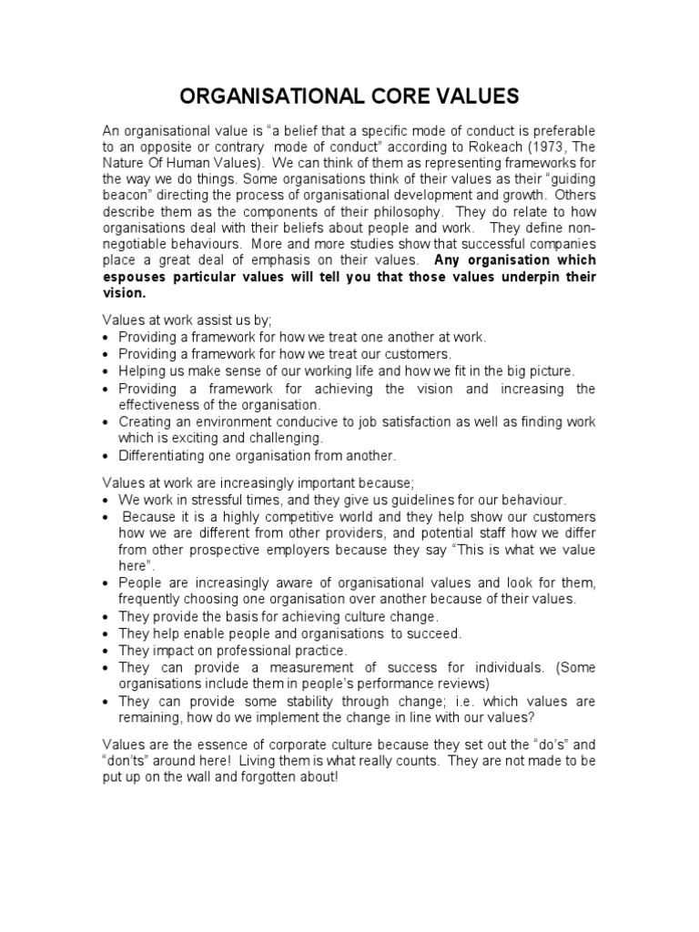 Core Values | PDF