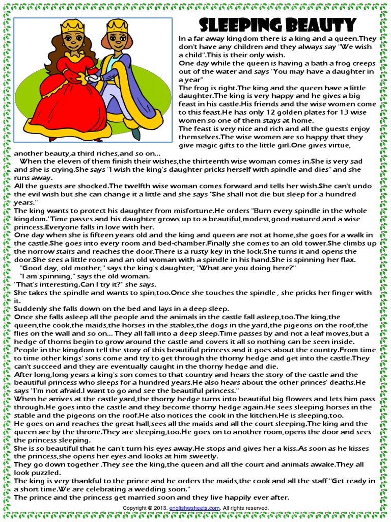 Sleeping Beauty Simple Present Tense Fairy Tale PDF