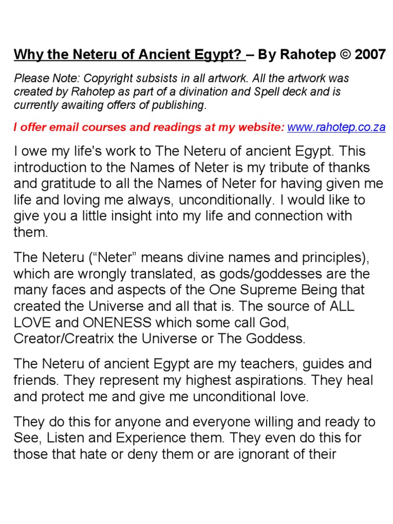 Why The Neteru of Ancient Egypt | PDF
