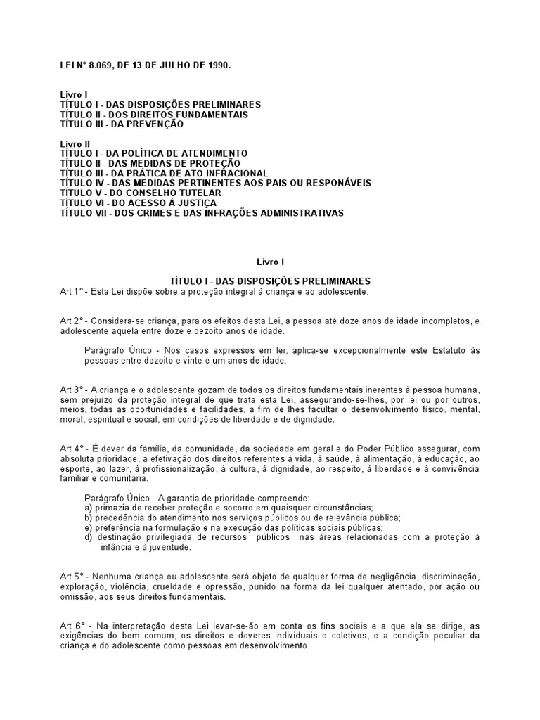 Eca - Word | PDF | Adoção | Adolescência