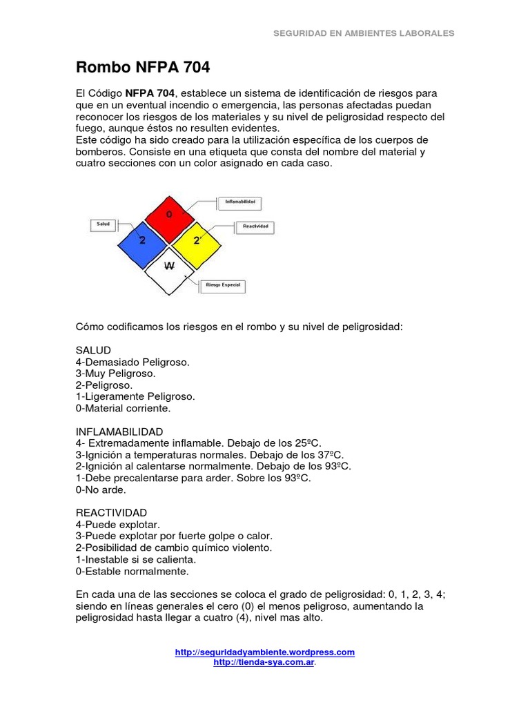 Rombo NFPA 704: Identificación de Riesgos | PDF | Tecnología