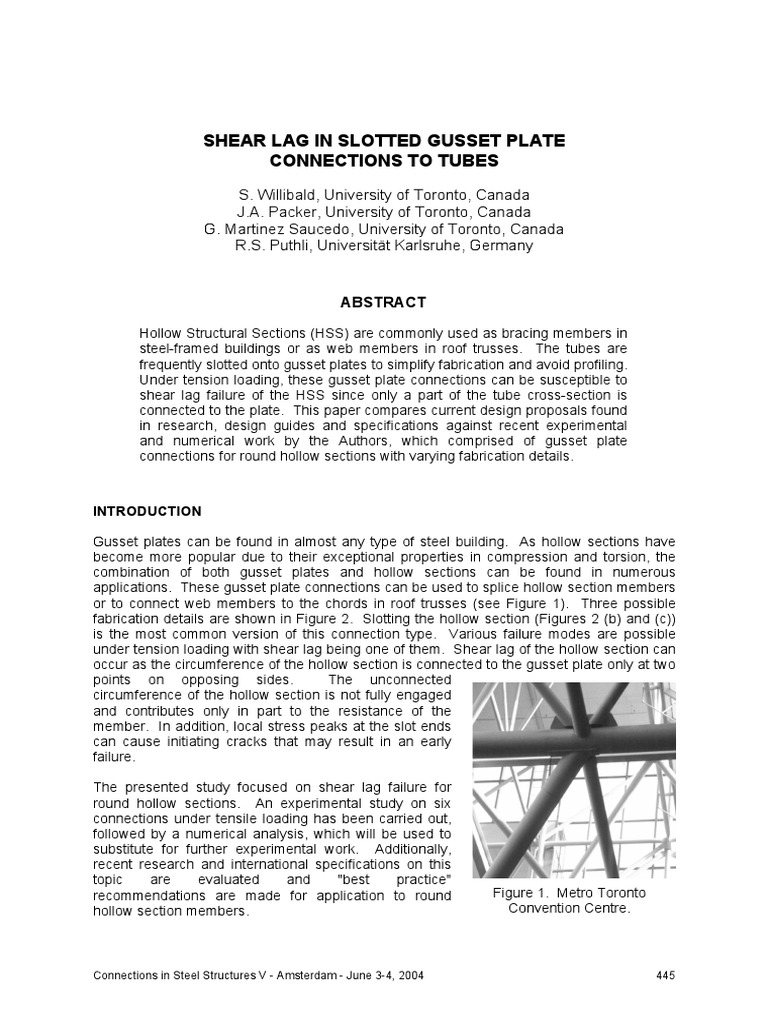Shear Lag in Slotted Gusset Plate Connections To Tubes | PDF ...