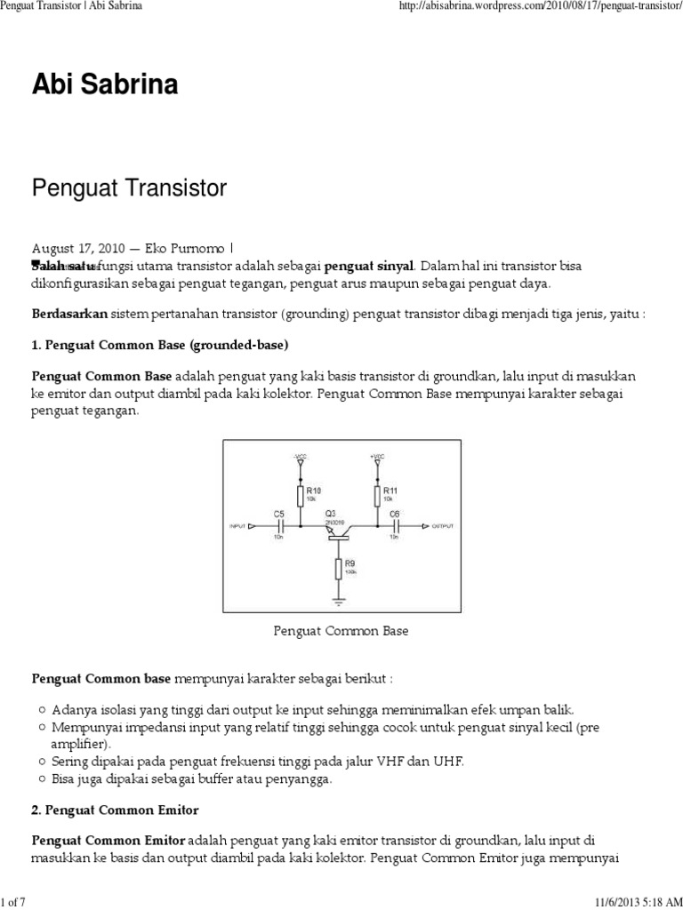 Penguat Transistor | PDF | Sains & Matematika | Komputer