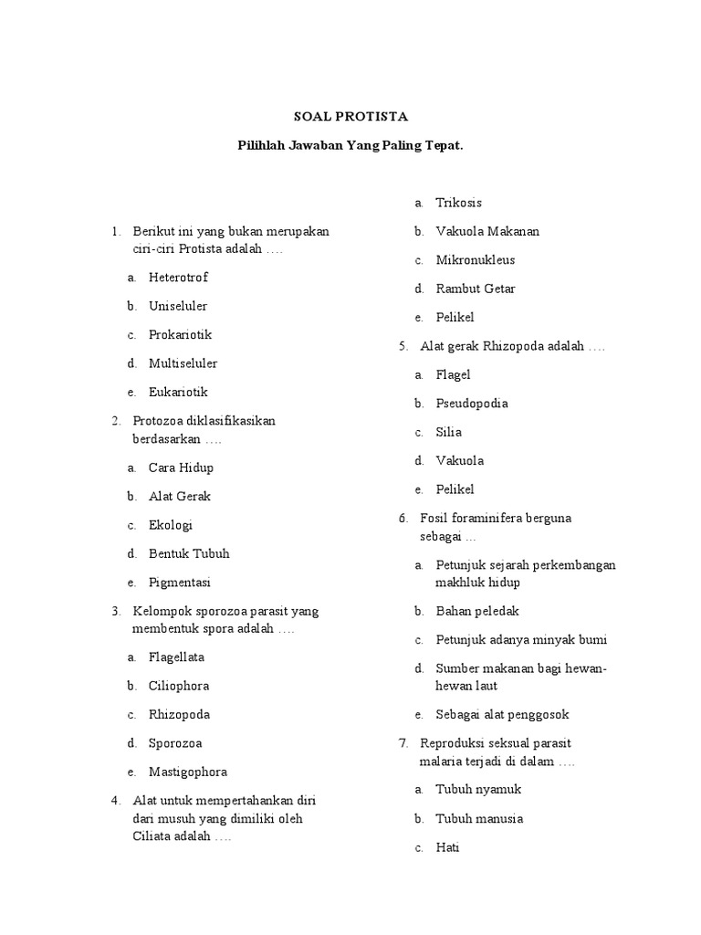 Soal Protista | PDF