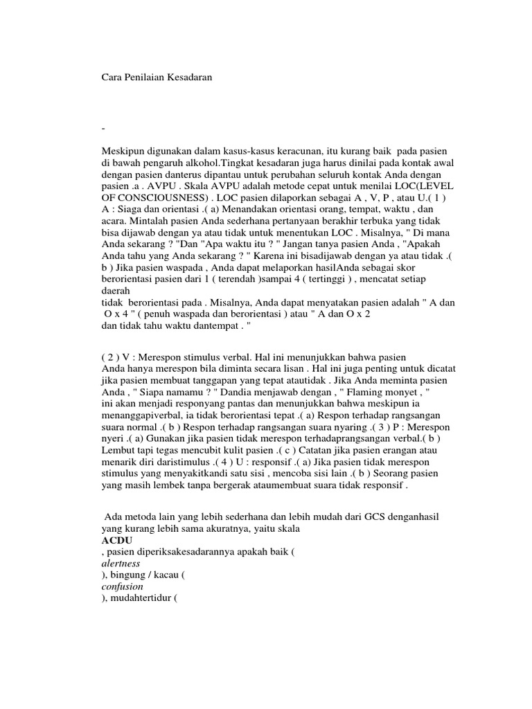 Avpu Gcs | PDF | Pengembangan Diri | Sains & Matematika