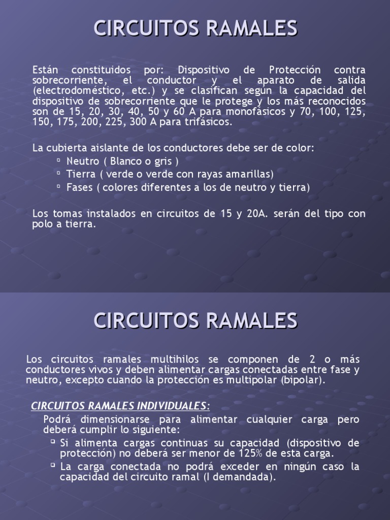 Calculo de Circuitos Ramales | Corriente eléctrica | Transformador