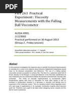 Viscosity Lab Report | PDF | Viscosity | Reynolds Number