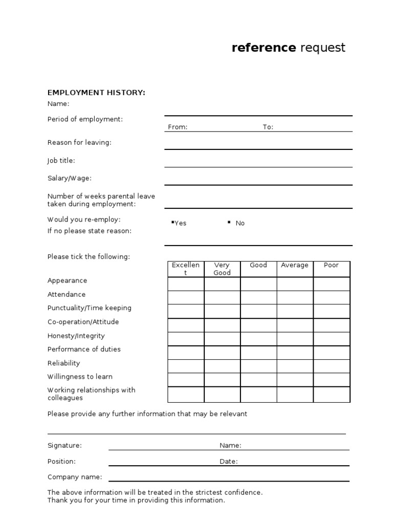 Employment Reference Request Form | PDF