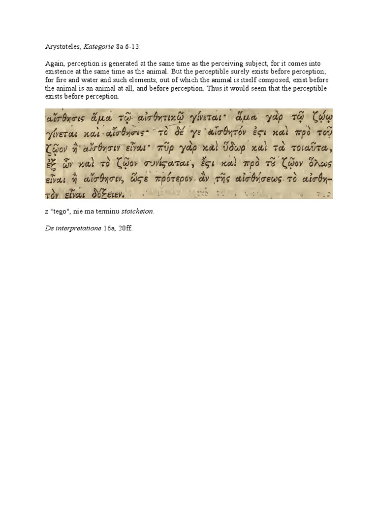 Perception and Existence in Aristotle | PDF | Ancient Greek Philosophy