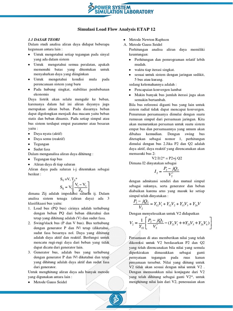 Simulasi Load Flow Analysis ETAP 12 Power Station PDF | PDF