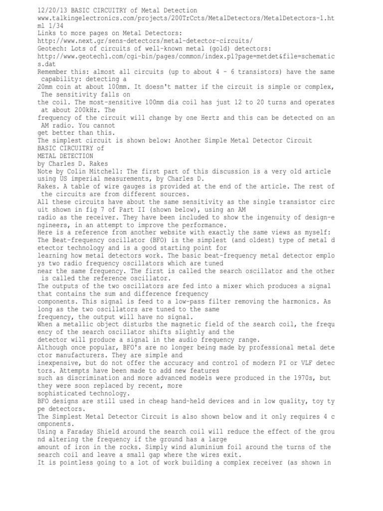 Metal Detector | Download Free PDF | Detector (Radio) | Inductor
