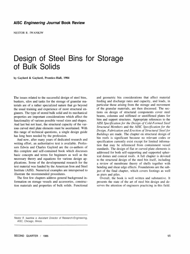 Steel Bin Design Guide Review | PDF | Structural Steel | Structural ...